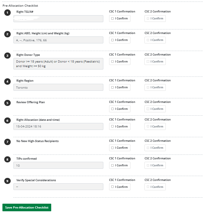 Complete a pre-allocation checklist